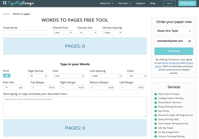 TypeMyEssays Words to Pages Converter Review | Study Llama